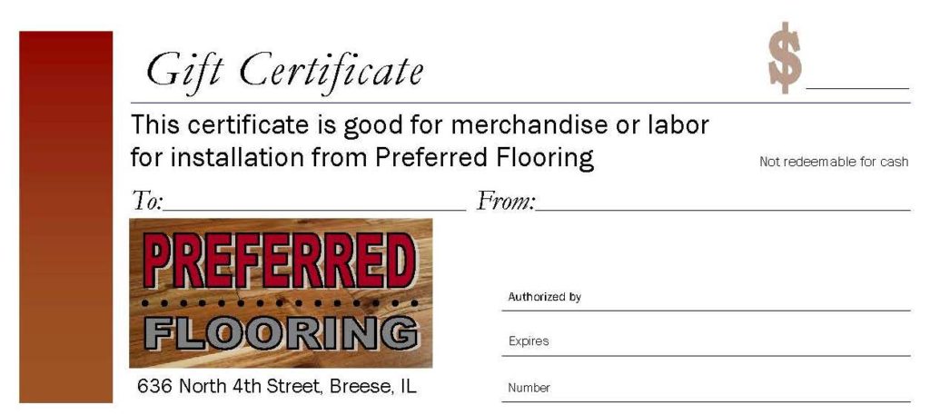 Gift Certificate | Preferred Flooring